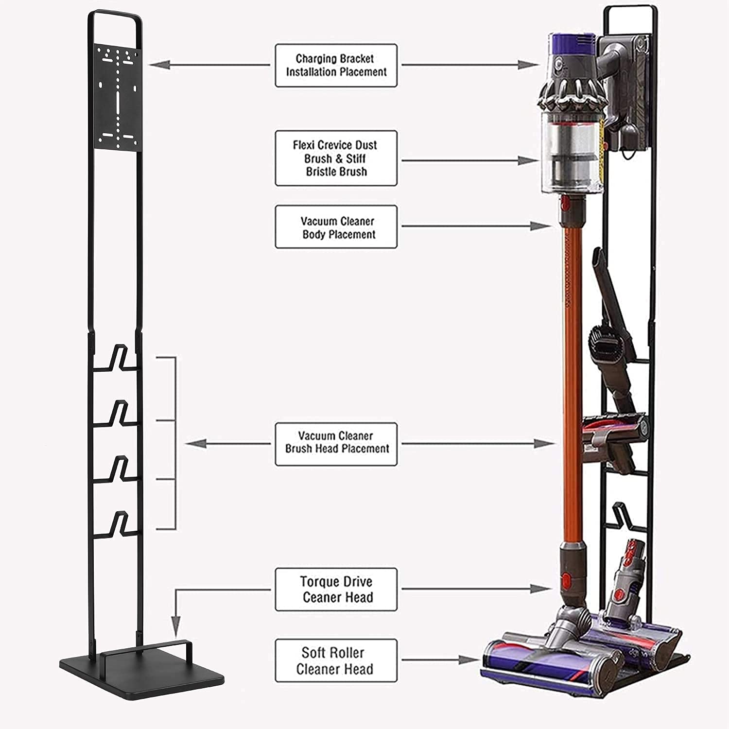 AOKEMAi Vacuum Stand Dyson V15 V12 V11 V10 V8 V7 V6, Storage-Stand-Docking-Station-Holder Compatible with Dyson, Vacuum Accessories Stand, Cordless Vacuum Cleaner Holder, White
