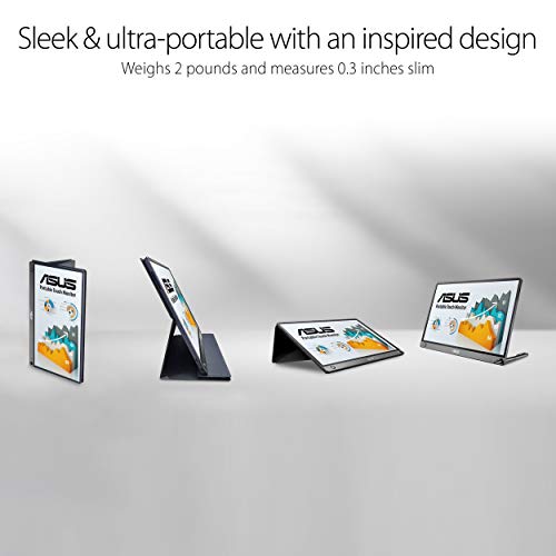 ASUS ZenScreen Touch Screen 15.6” 1080P Portable USB (MB16AMT) - Full HD (1920 x 1080), IPS, Anti-glare, Built-in Battery, Speakers, Eye Care, USB Type-C, Micro HDMI, Smart Case, 3-Year Warranty