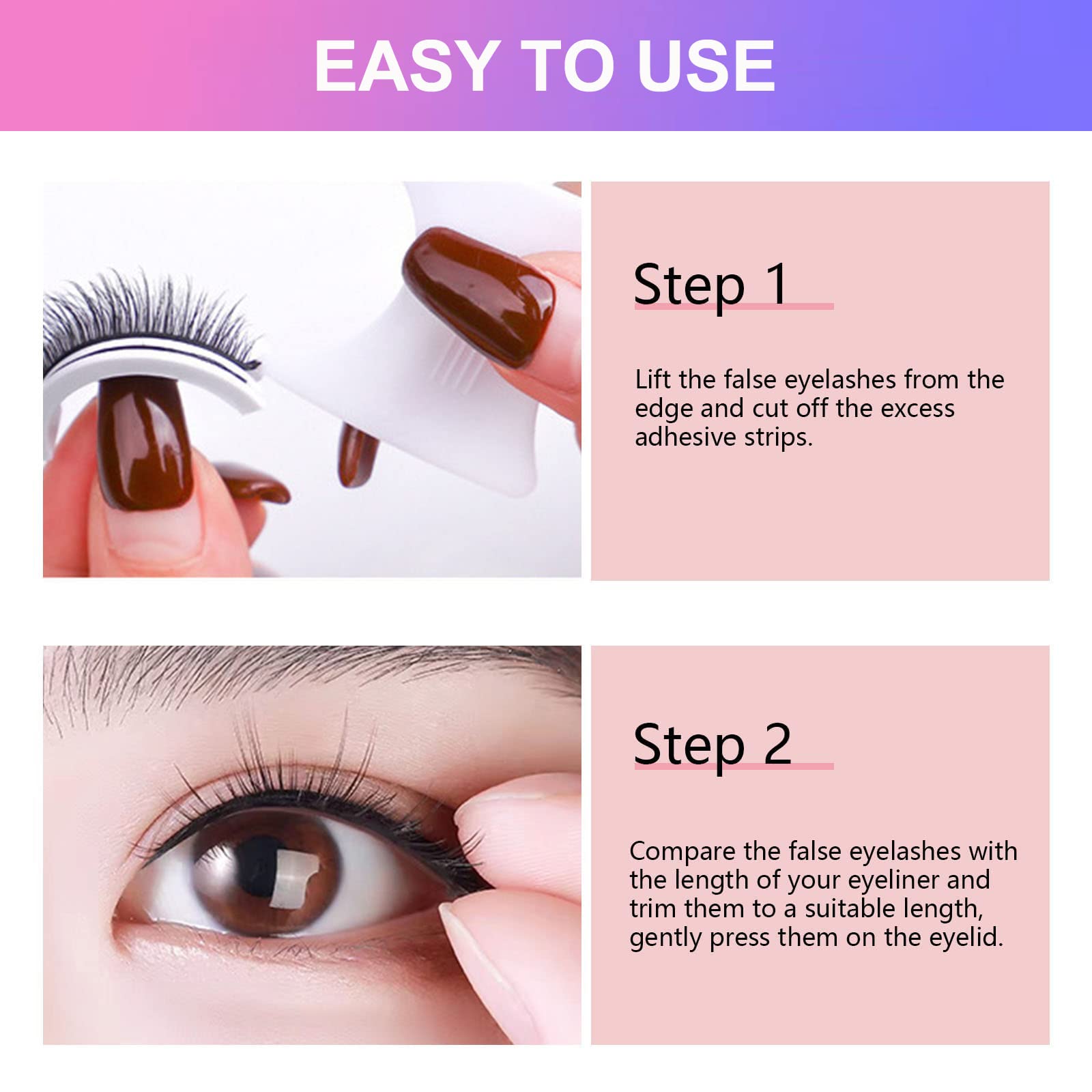ASHEPANX Self Adhesive Eyelashes, Reusable Adhesive Eyelashes, Self Adhesive Eyelashes Reusable Self Sticking, Reusable Adhesive Eyelashes Natural Look, No Glue Eyelashes (2-Pairs)