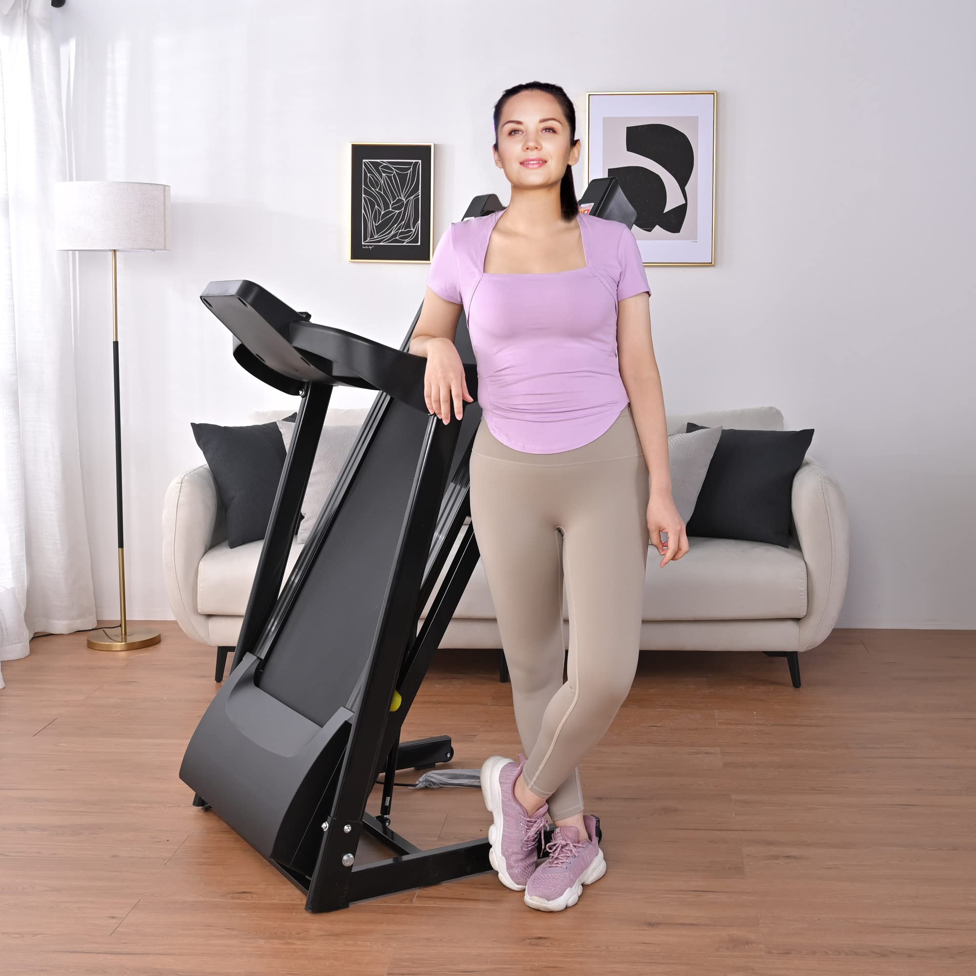 AW Folding Electric 3.0 HP Treadmill Walking Jogging Running Portable Exercise Fitness Machine Cardio for Home Office Gym Exercise Apartment/Basement Workout, Black