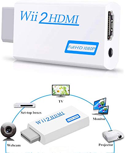 Generic OGOEEN Wii to HDMI Converter 1080P for Full HD Device, Wii2 HDMI Adapter with 5ft High Speed HDMI Cable, with 3.5mm Audio JackandHDMI Output, Supports All Wii Display Modes 720P White Cable