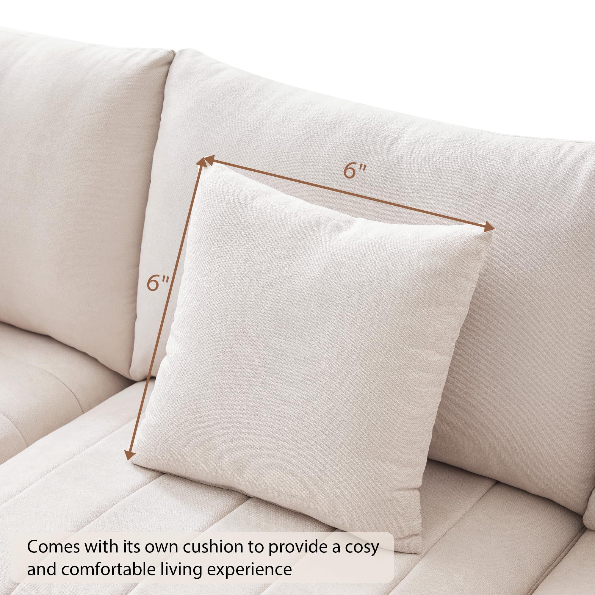 BOSTANA Convertible Sectional Sofa Couch,2 Pillows,5-Seat Couch with Convertible Ottoman,Various Combinations,L-Shape Indoor Furniture for Living Room,Apartment,Office(Beige)