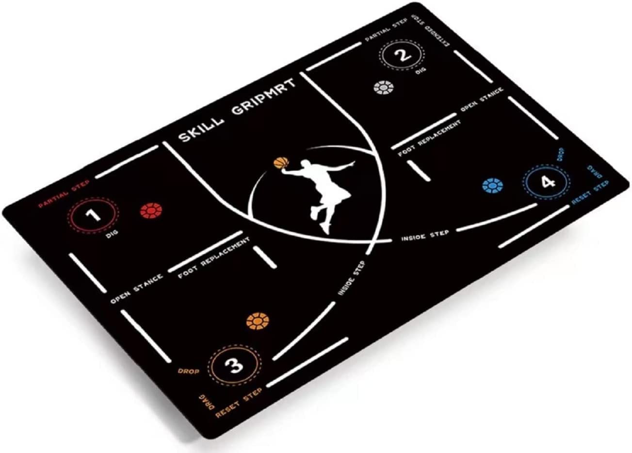 Basketball Footstep Training Mat,Basketball Train mat,Non-Slip Regular Training System Blanket, Dribble Silent Sports Auxiliary Props,Training Pace Ball Control Player Equipment Cool (L)