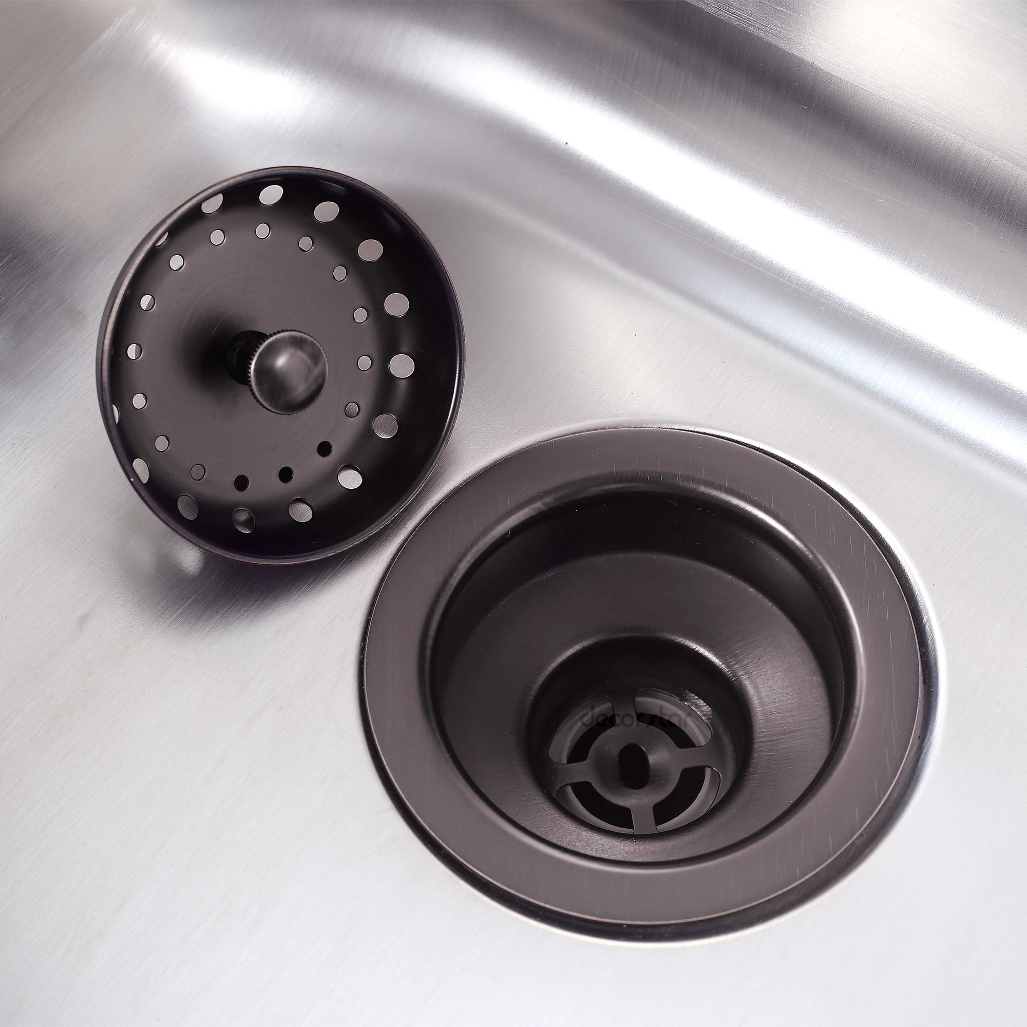 Decor Star KD-001-O 3 1/2" Drop-In Kitchen/Bar Sink Basket Strainer, Stainless Steel Oil Rubbed Bronze