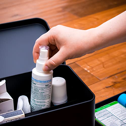 AQ - Matte Black & White First Aid Box, First Aid Kit Tin with Compartments, Side Handle & Minimalist Design, Portable First Aid Tin for Your Car, Camping, Office, Clinics, Keep Supplies Organized