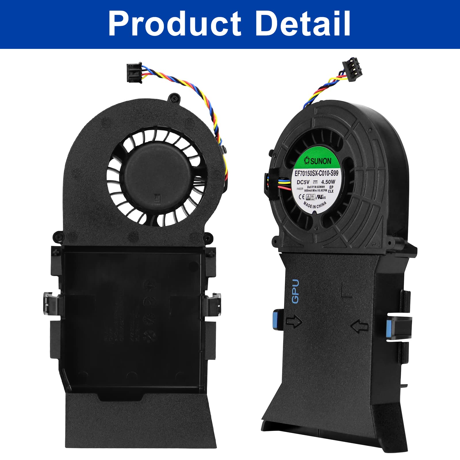 ARLBA CPU+GPU Cooling Fan Replacement for DELL Alienware Alwar - 2508 Alienware Alpha r1 Alienware Alpha r2 Series 0XH2YX 06XNNH EF70150SX-C040-S99 EF70150SX-C010-S99 DC 5V 4.5W Fan