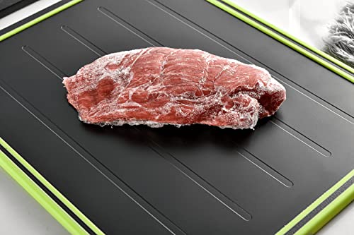 Bandeja de Descongelación - Tabla de cortar 4 en 1, Tabla Multifuncional con Afilador de Cuchillo, Rallador de ajo, Tabla para descongelar carne, Tabla de cortar antideslizante doble cara.