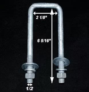 BATEMEN W 4 Boat Trailer U-Bolts Hot Dipped Galvanized Sq. U -Bolt 1/2"x 2 1/8 "x 6 5/16"