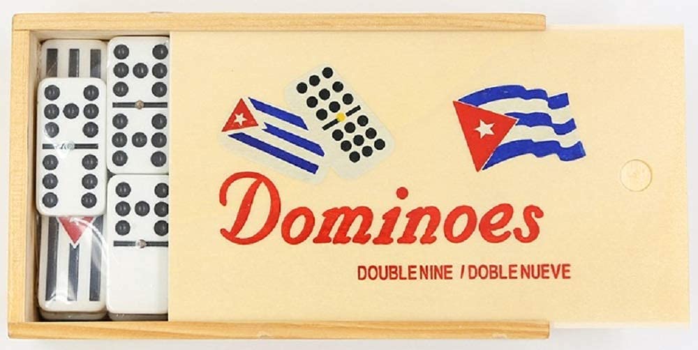 AWEHIRU Mi Sabor a Colombia - Cuban Flag Double Nines Dominoes Set Wooden Box