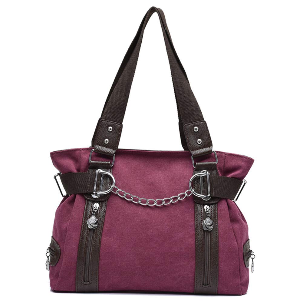 High Grade Nylon Fabrics Multi-Pocket Crossbody Purse Bags for Women Travel Shoulder Bag casual Mummy bag (Purple)