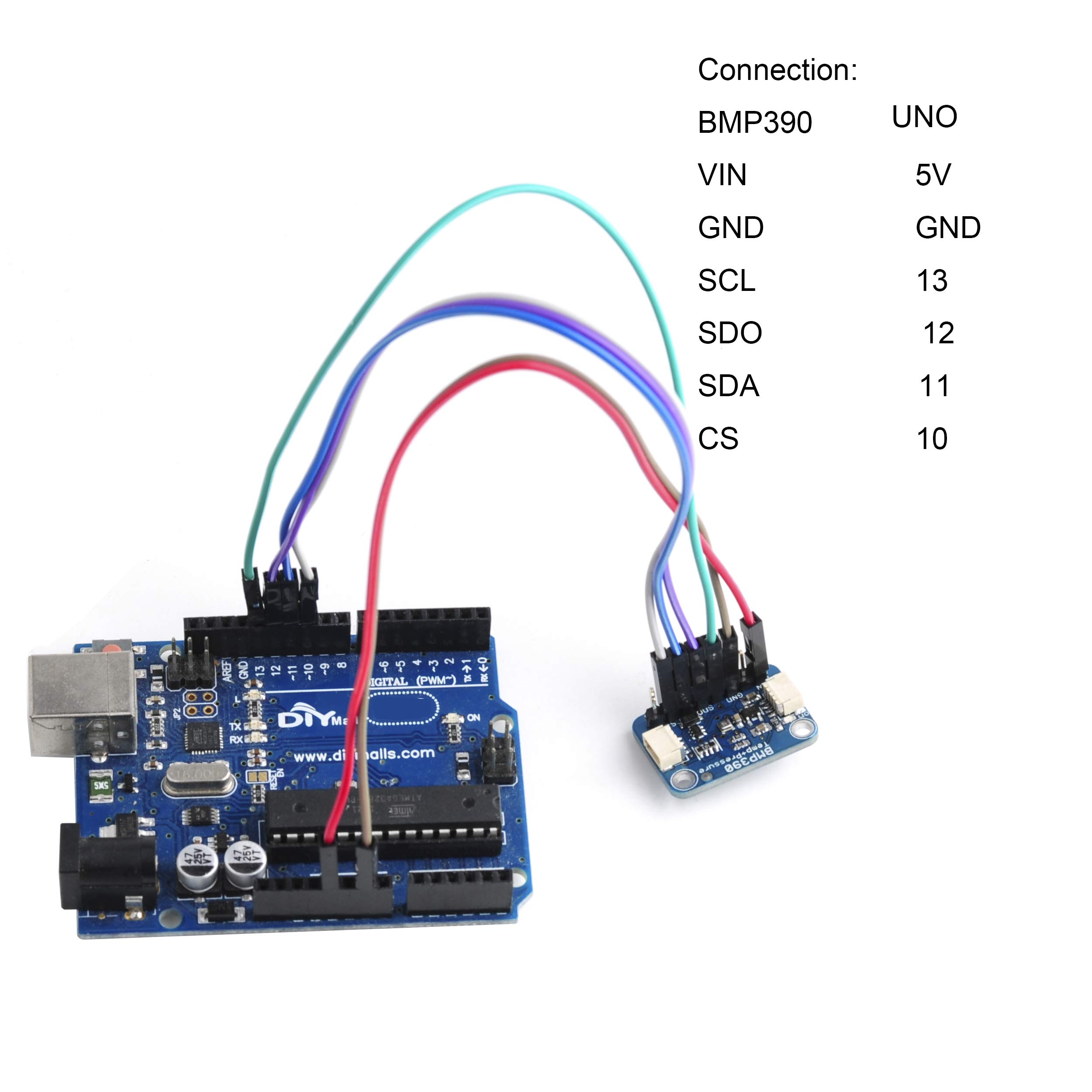 BMP390 Sensor + 1.3" Blue I2C OLED Display