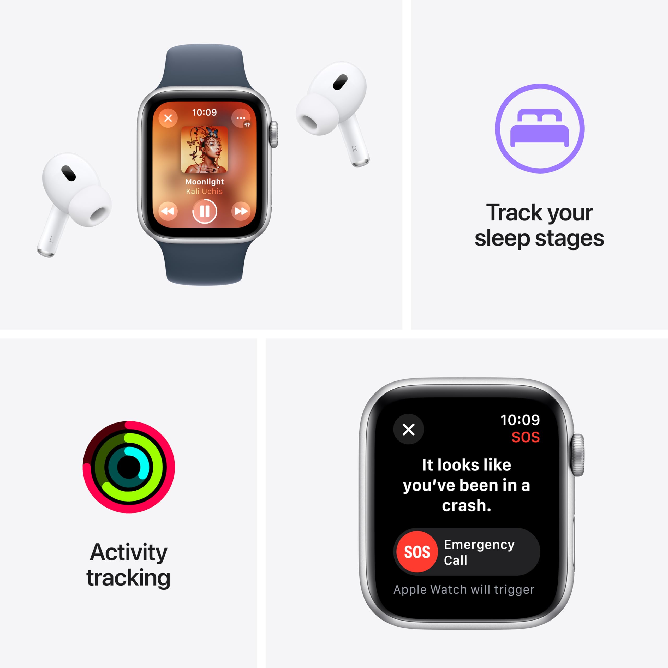 Apple Watch SE GPS + Cellular 44mm Starlight Aluminum Case with Starlight Sport Band - S/M with AppleCare+ (2 Years)