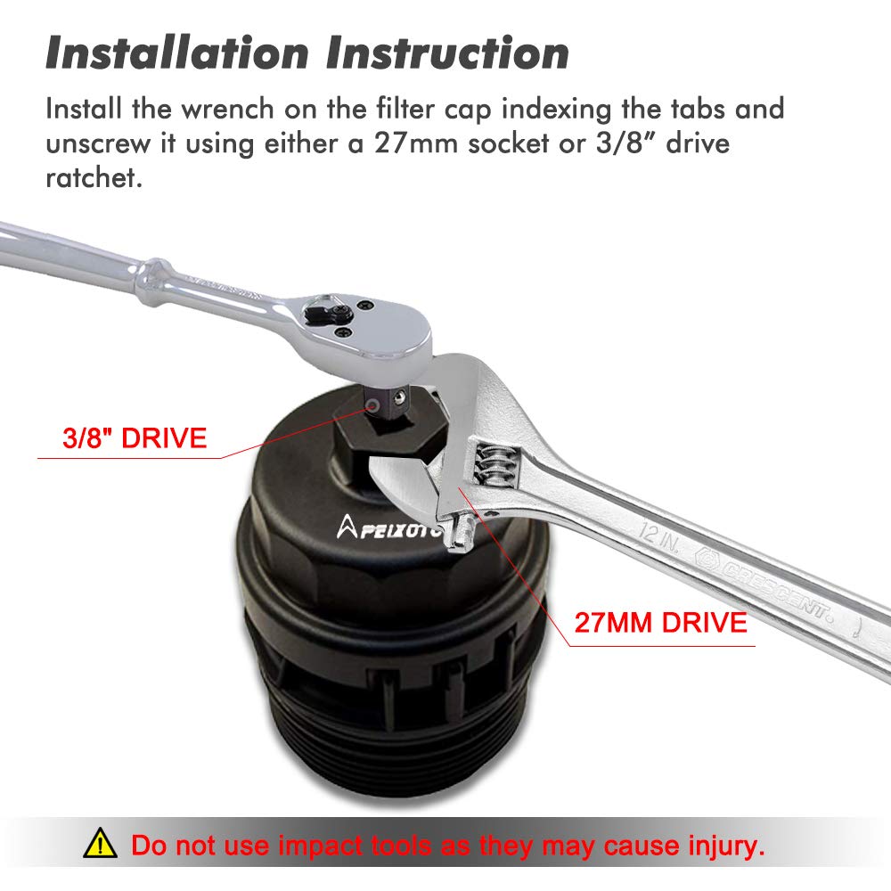 Apeixoto Oil Filter Wrench Cap Removal Tool Fits 64mm Cartridge Housing for Camry Rav4 HighLander Sienna Tundra with 2.5L-5.7L Engine