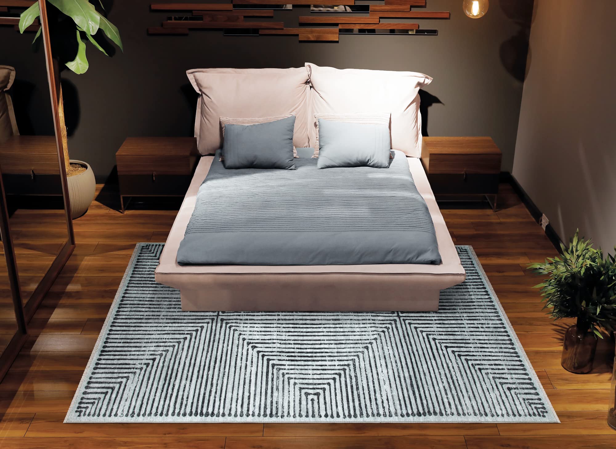 Bloom Rugs Caria Washable Non-Slip 9x12 Rug - Ivory/Black Striped Area Rug for Living Room, Bedroom, Dining Room, and Kitchen - Exact Size: 9' x 12'