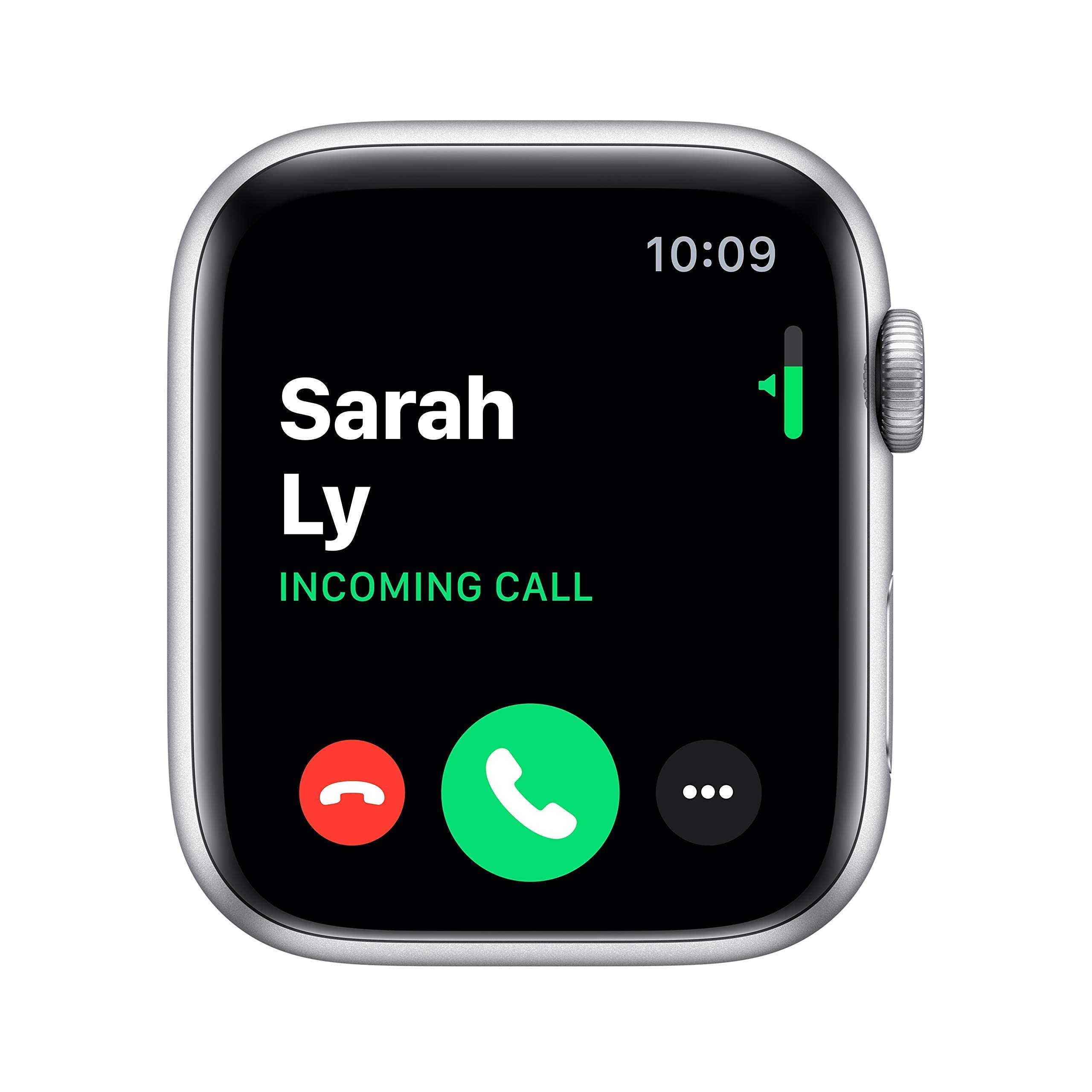 Apple Watch Series 5 (GPS, 40MM) - Silver Aluminum Case with White Sport Band (Renewed)