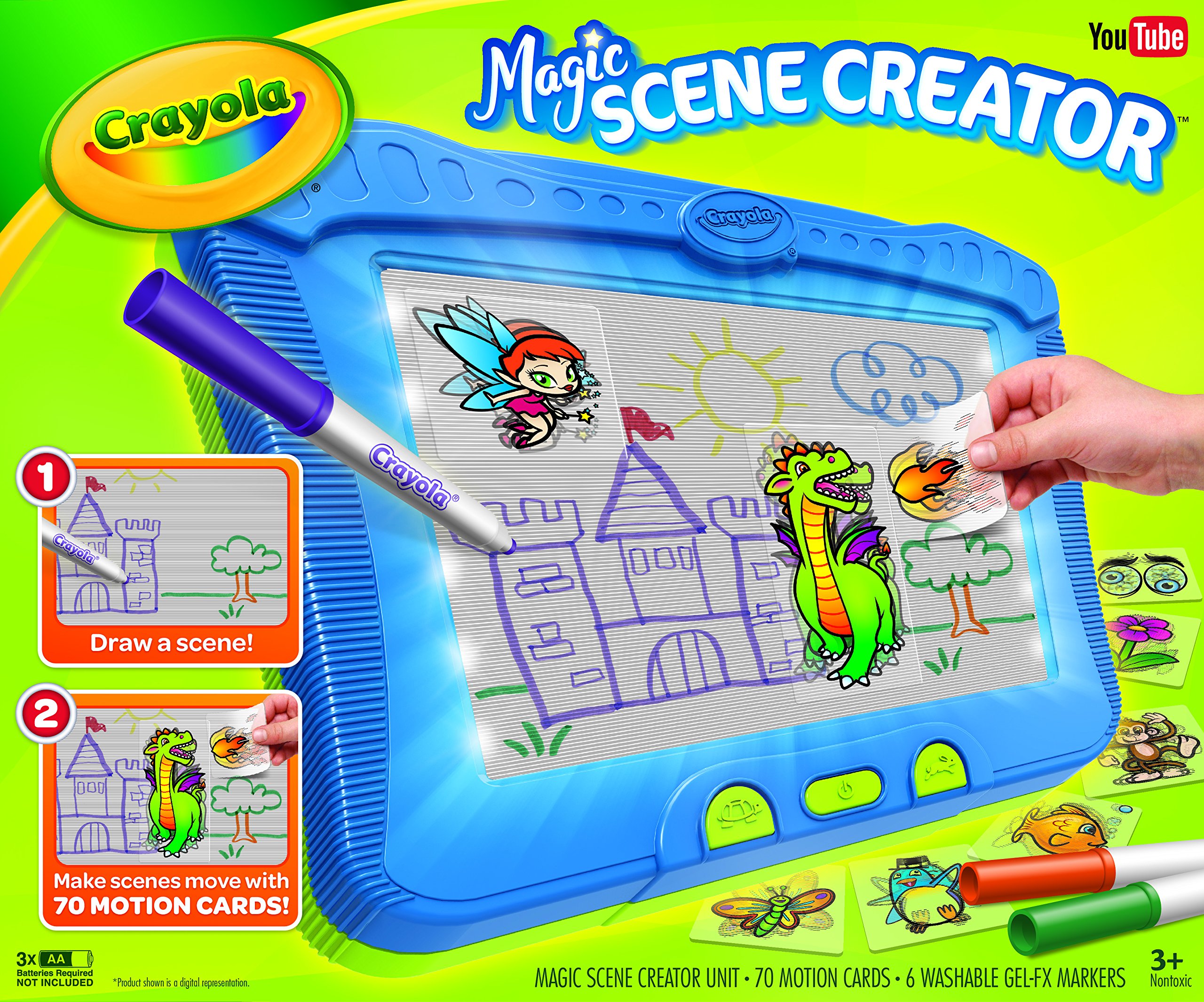 Crayola Magic Screen Creator, 6 Gel FX Markers,Coloring Board for Kids, 70 Action Cards, Creative Gift, (Model: 04-6701)