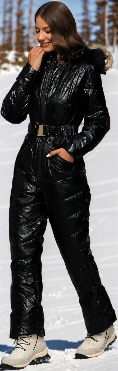 Aurgelmir Women Winter Ski Suit Fur Collar Coat Ski Jumpsuit Snowsuit