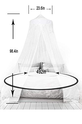 Mosquito Net for Bed Canopy Macrame Pop-Up Circular Curtain Natural Lace Large Tent Crib Netting, Carry Bag