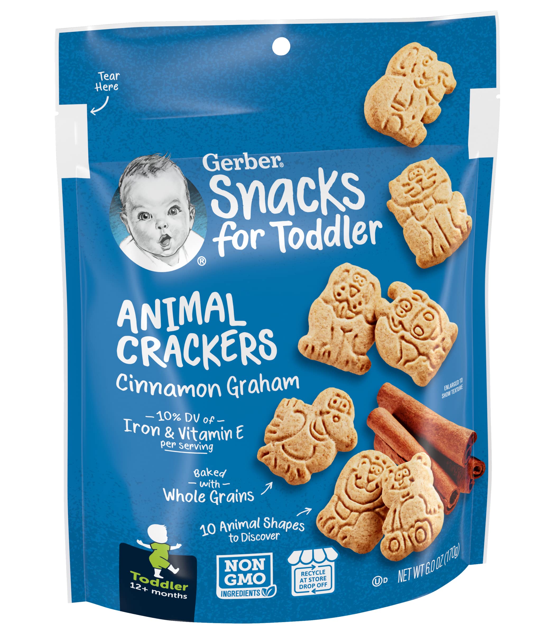 Gerber Graduates Cinnamon Graham Animal Crackers, 6 ounce (Pack of 12)