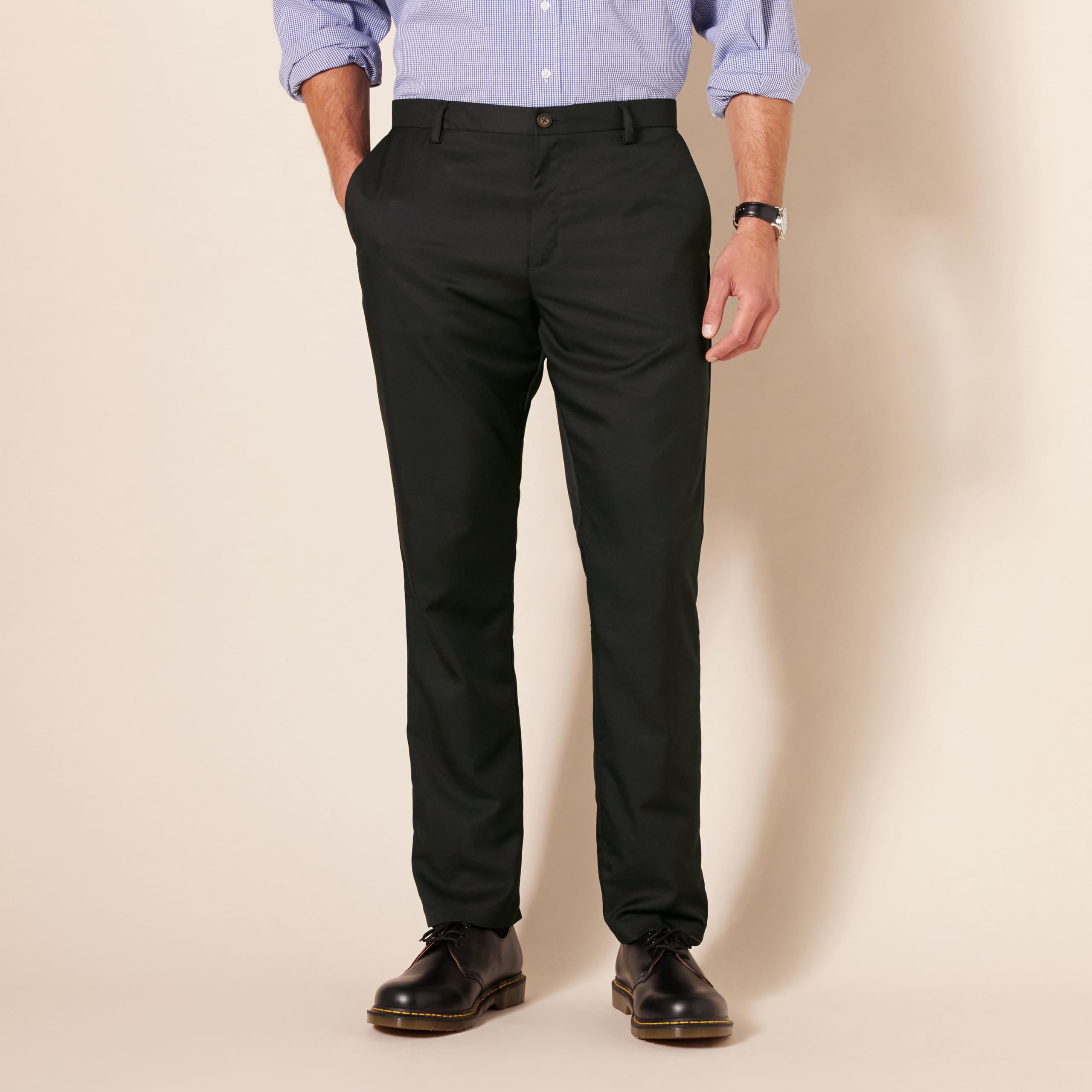 Amazon Essentials Men's Slim-Fit Flat-Front Dress Pant, Black, 34W x 32L