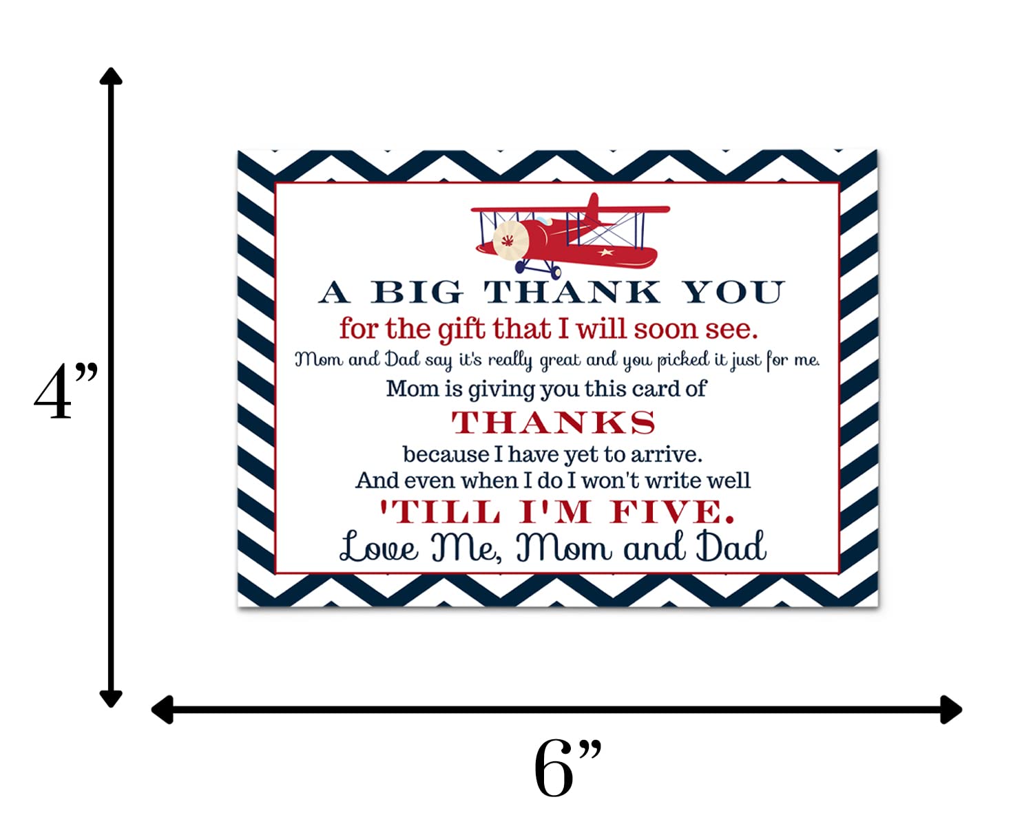 Paper Clever Party Airplane Baby Shower Thank You Postcards (15 Pack) Boys Notecards Only - Eco-friendly Postal Note with Message from Newborn – Adventure Travel Red Blue – Printed 4x6
