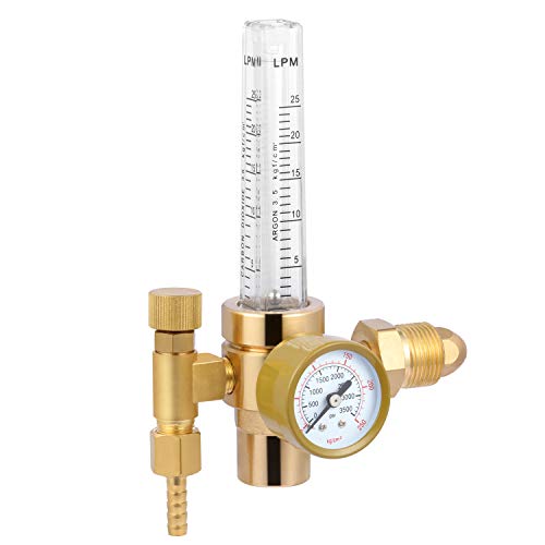 Argon Regulator,Flow Meter Gas Regulator Gauge for Mig Tig Weld,0-25lpm CGA-580 Copper Welding Gas Regulators Accessory