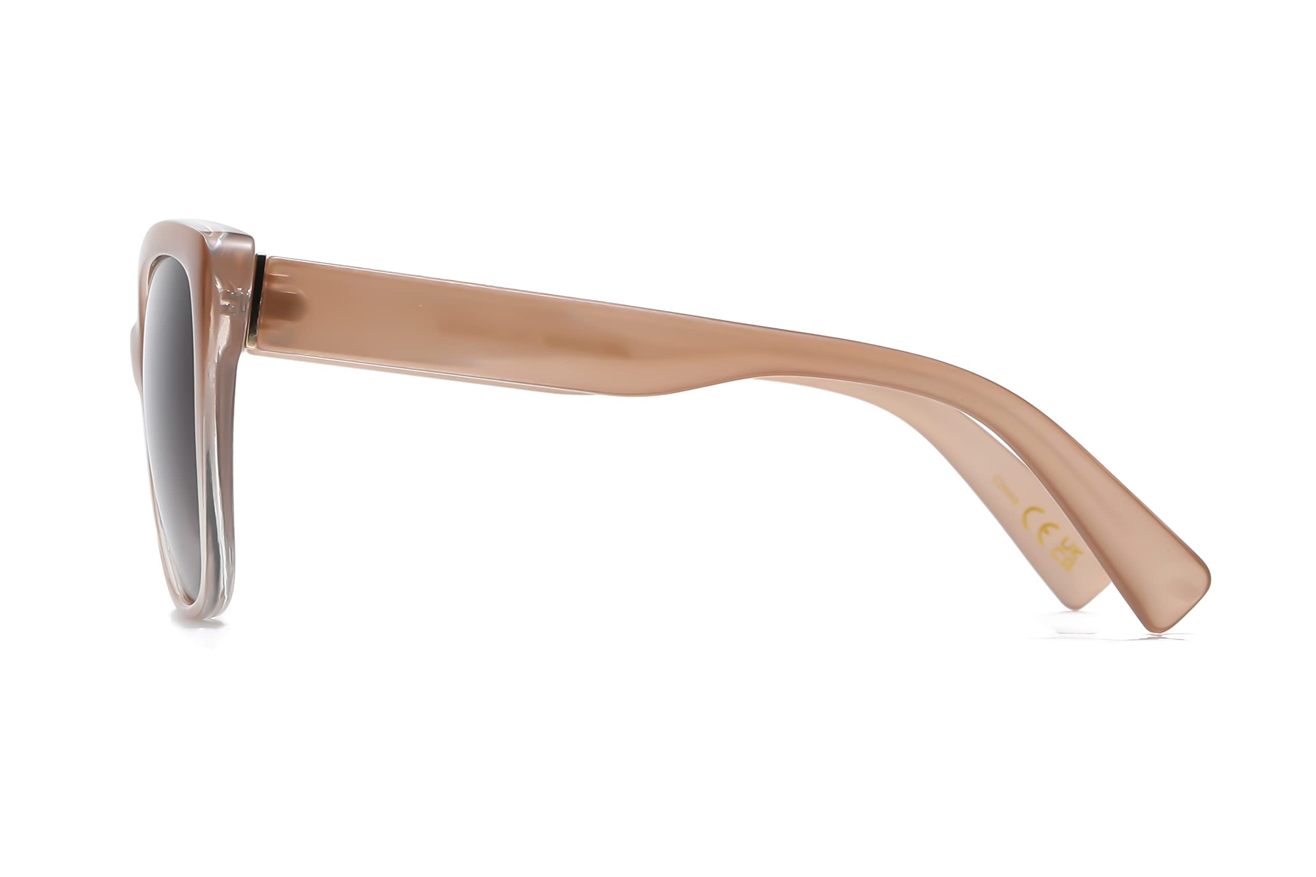 Be One Women Cat Eye Fashion Polarized Sunglasses - UV400 Classic Retro C4 (Amber Tortoise + Brown Gradient)