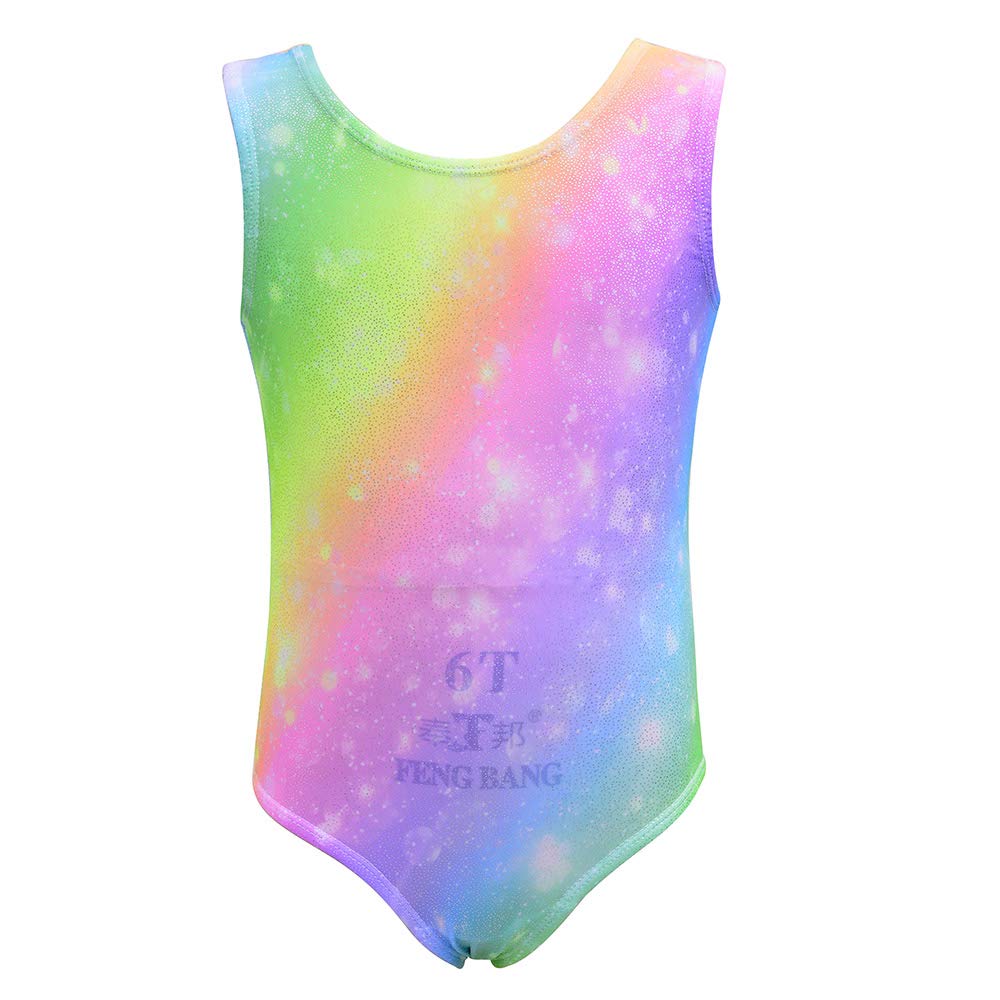 Aosva Gymnastics Leotards for Big Girls One-piece Brithday Colorful Rainbow Dancing Athletic Apparel 10-11Y