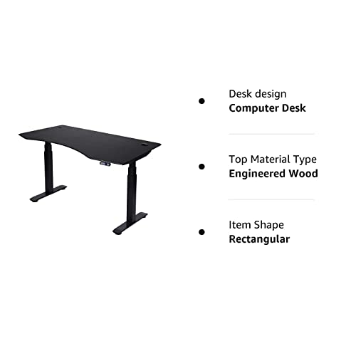 ApexDesk K Series 60" Electric Height Adjustable Standing Desk with Curved Top and Memory Preset Controller (Black Top)