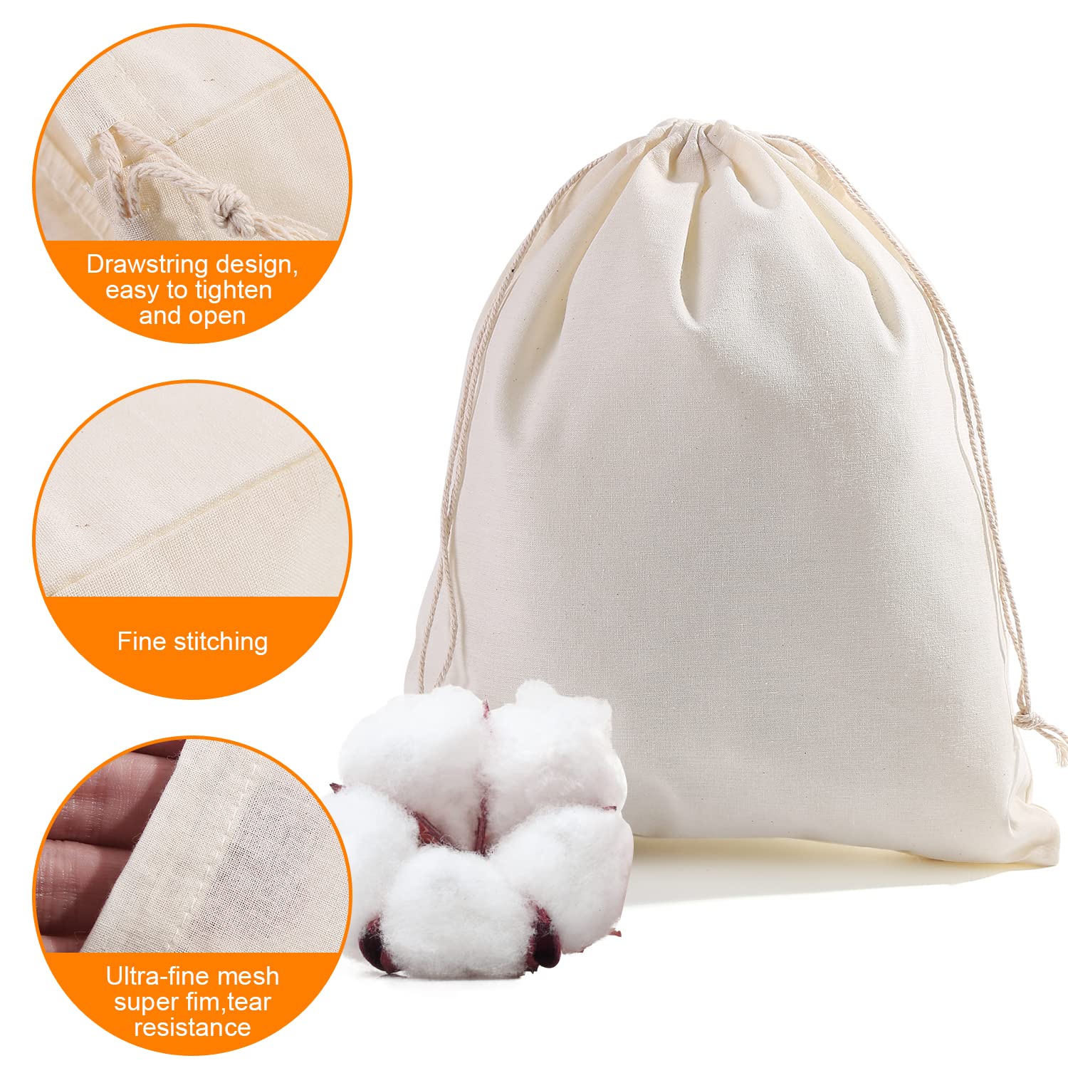 AUCIWLK 50 Pieces Muslin Bags Cotton Drawstring Bags Sachet Bag for Home Supplies fabric bagsā¦