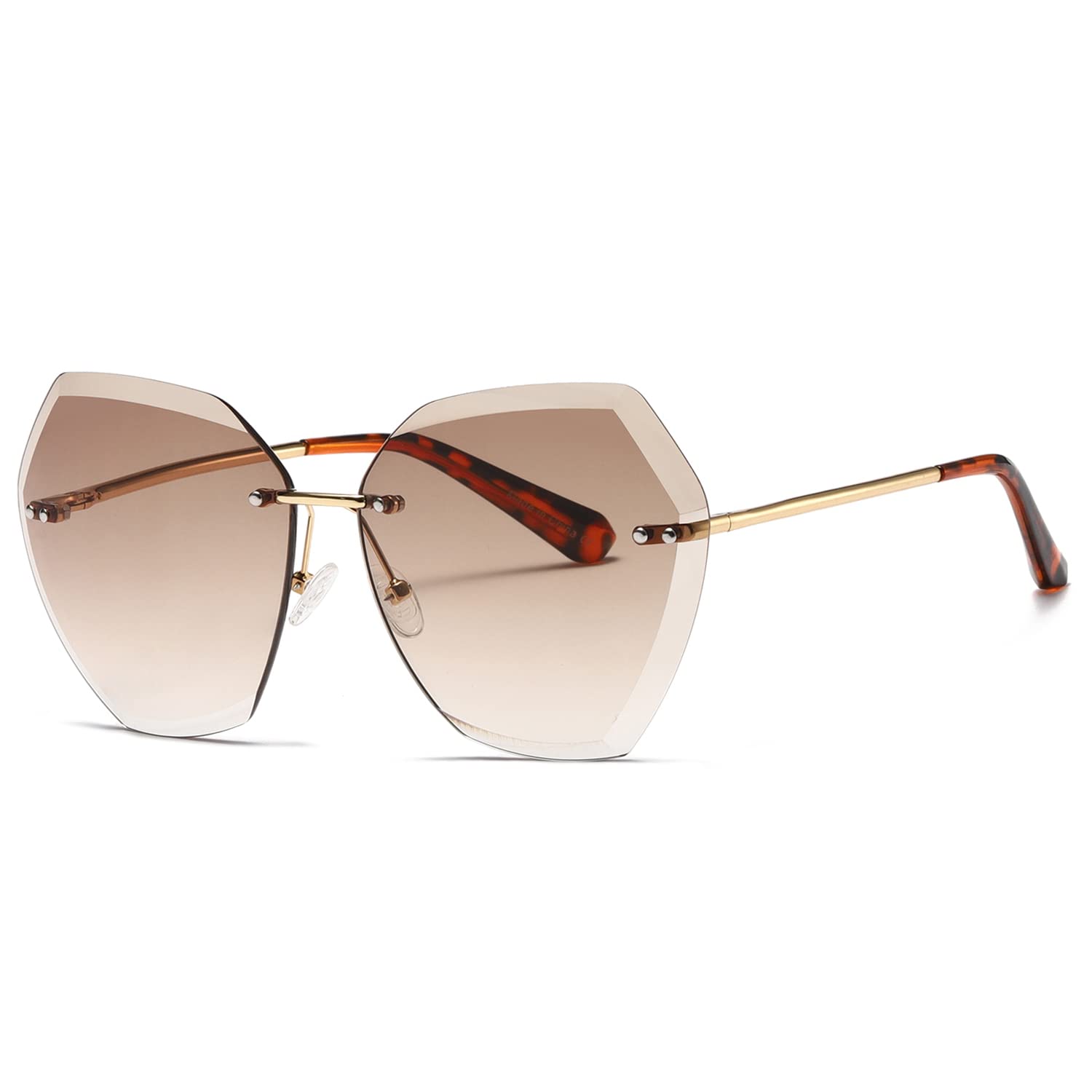 AEVOGUE Sunglasses For Women Oversized Rimless Diamond Cutting Lens Sun Glasses AE0534