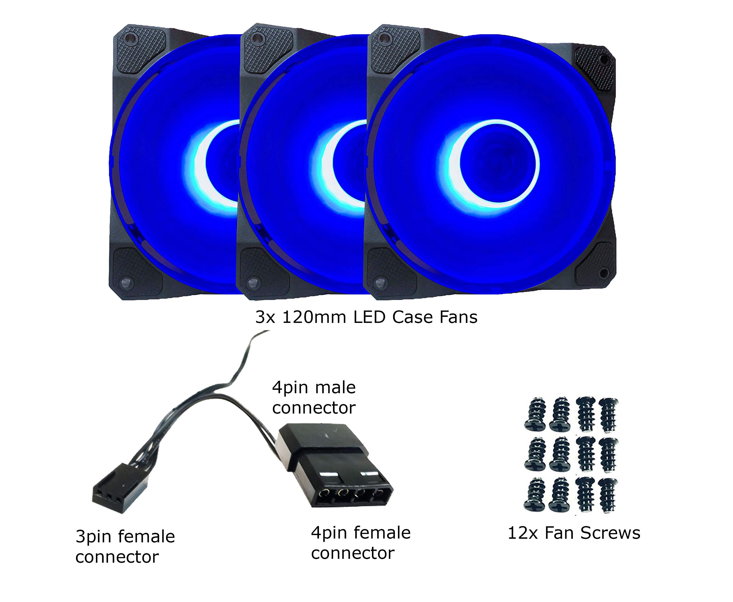 APEVIA CO312L-GN Cosmos 120mm Green LED Ultra Silent Case Fan w/ 16 LEDs & Anti-Vibration Rubber Pads (3 Pk)