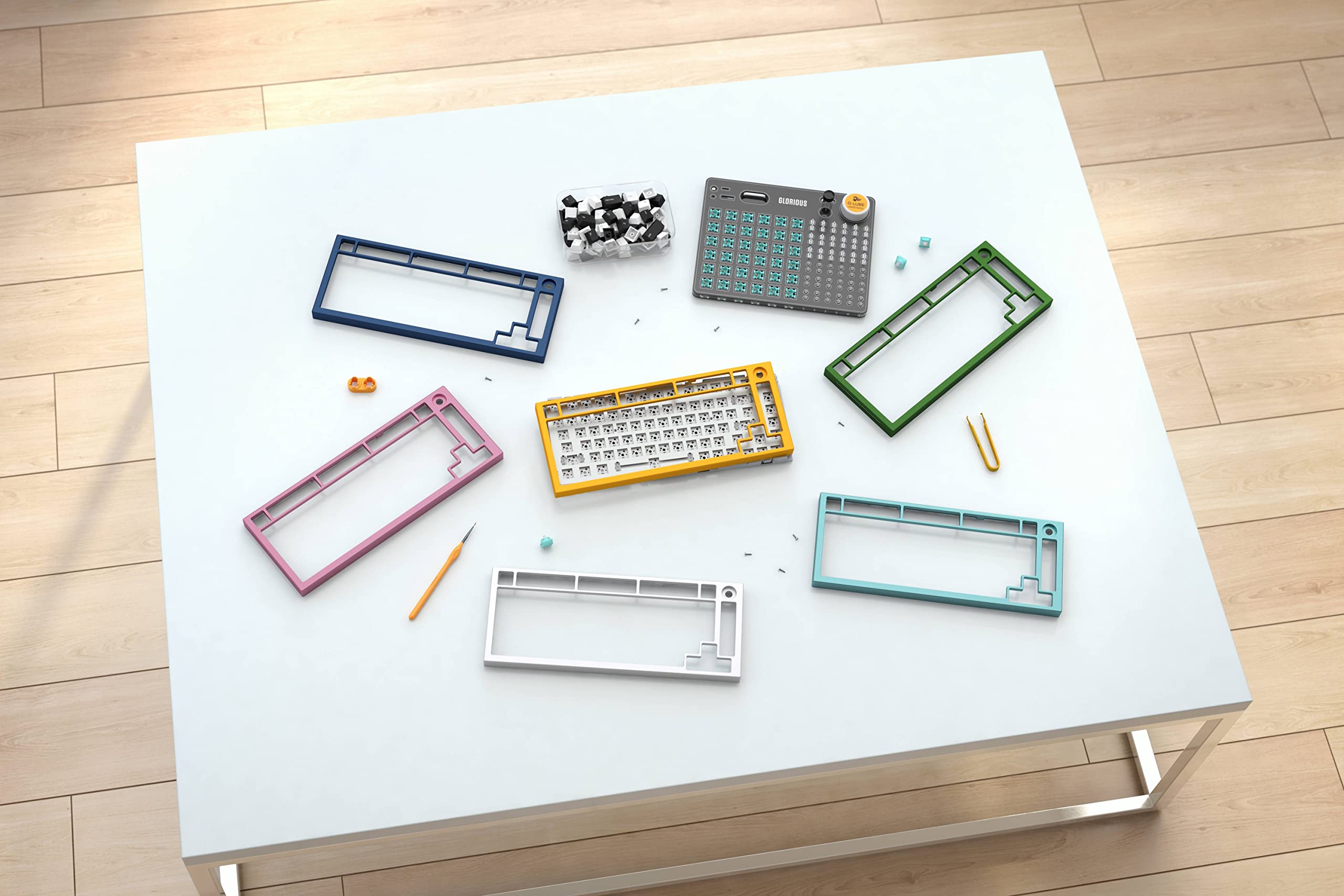 GLORIOUS Top Frame for GMMK PRO - 75% Keyboard with Knob Gaming - Aluminum Mounting Frame for Custom Mechanical Keyboard for PC Gaming and Programming (E-White)