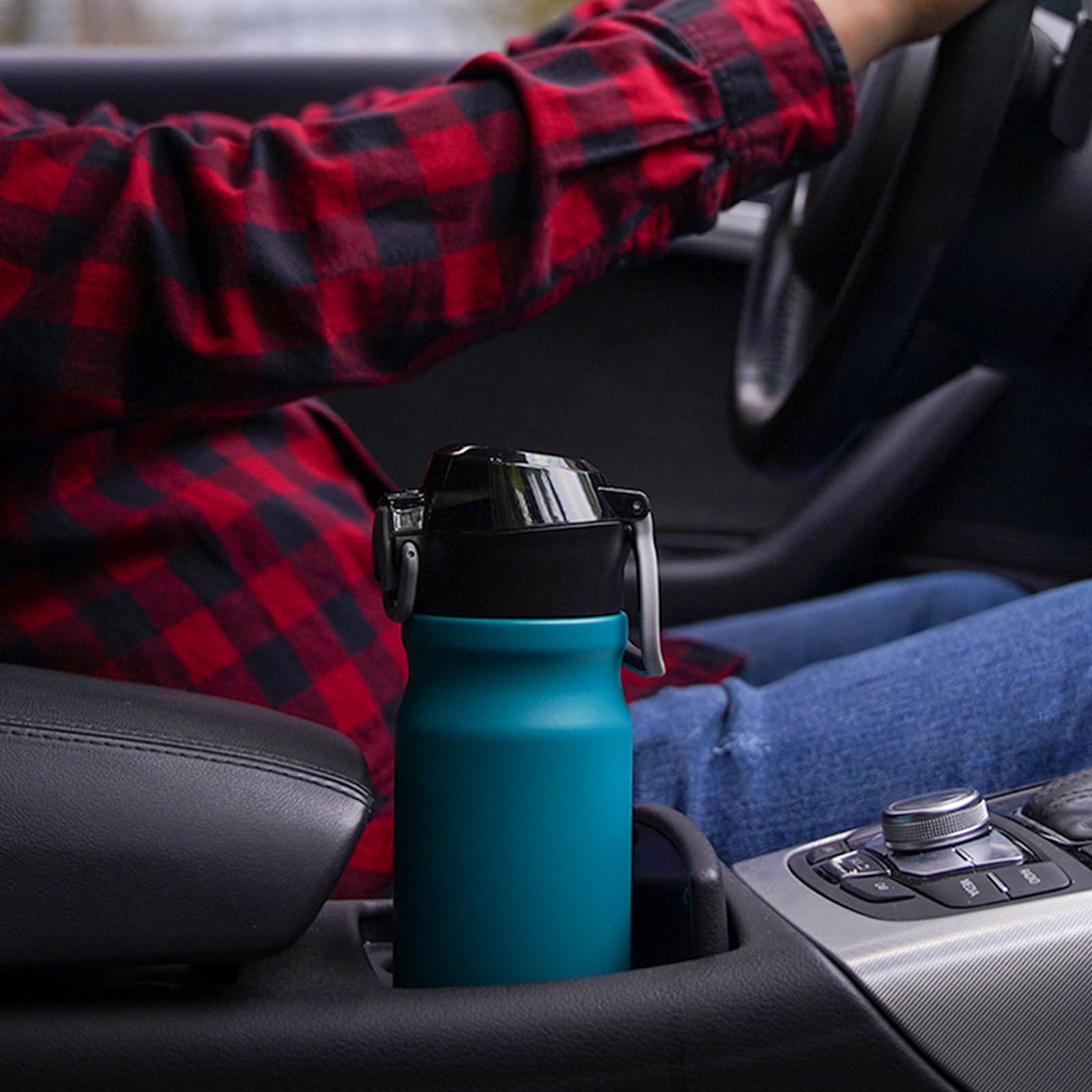 BJPKPK Water Bottle With Straw 18oz Insulated Water Bottles Reusable Stainless Steel Metal Thermos With Leak Proof Lockable Lid And Carry Handle,Oasis