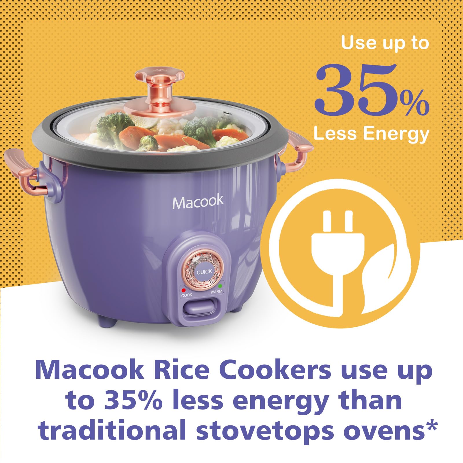 Macook Rice Cooker Small with Food Steamer, Rice Cooker 4 Cups Uncooked (8 Cups Cooked), 2.0L Portable Non-Stick Small Travel Rice Cooker, Two Cooking Mode Setting, Slow Cook Mode