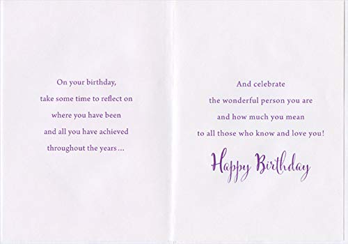 Designer Greetings Daisies in Purple Foil Frame Age 90 / 90th Birthday Card