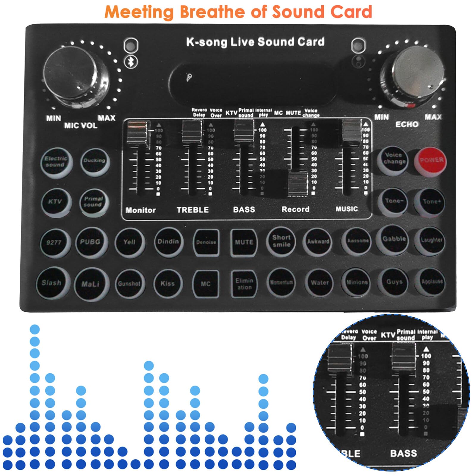 Audio Mixer, Mini Sound Dj Mixer Board,Universal Voice Changer External Live Sound Card with 18 Sound Effects for Karaoke Singing for Phone Laptop Computer,Gaming Live Streaming