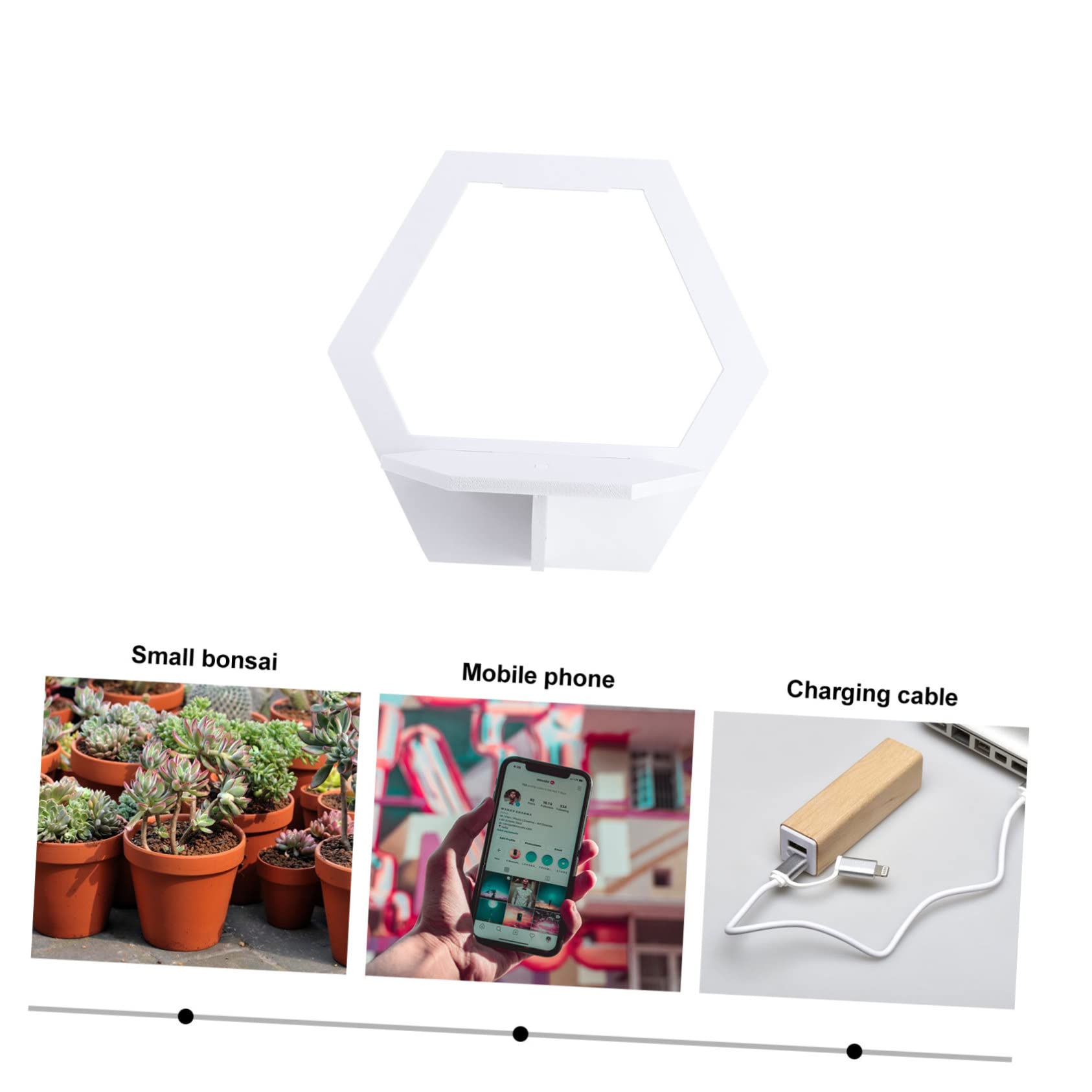 Cabilock 1pc Shelf Corner Shelves Square Plant Stand Jewelry Holder Plant Holder Decorative Floating Shelves Decorative Shelves Bedside Rack Rustic Wall Headboard Wall Hanging Plastic White