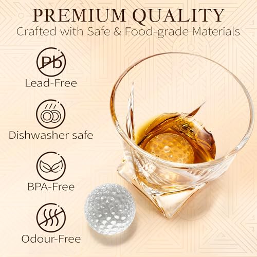 Aridon - Whiskey Set, 2-Piece Whiskey Glasses Set with 4 Whiskey Balls, Premium Twisted Whiskey Glass with Stones, Whiskey Stones Large Size, 1.57β Crystal-Clear Glass Whiskey Sphere Stone