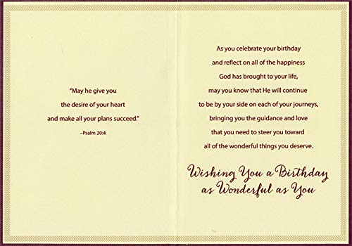 Designer Greetings Long Pier and Gold Foil Diamond Shaped Border Religious Birthday Card for Nephew