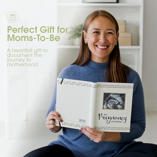 Pearhead My Pregnancy Journal - 74-Page Memory Book and Photo Album, Gender Neutral Planner for Expecting Moms, Includes Milestone Sections and Ultrasound Photo Insert