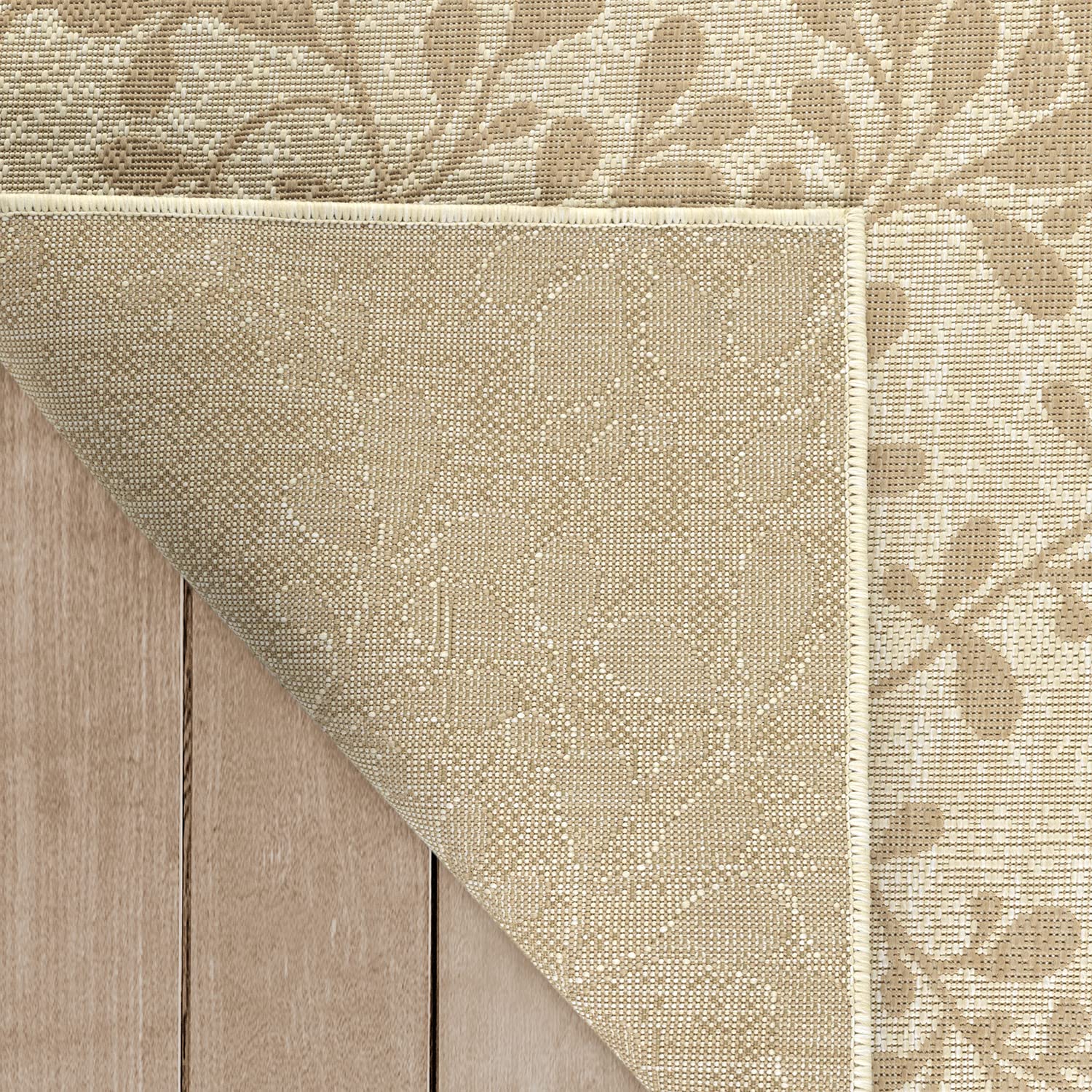 Antep Rugs Patio 5x7 Outdoor/Indoor Floral Area Rug (Beige, 5'3" x 7'6")