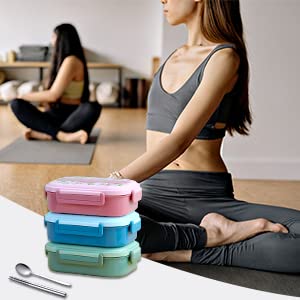 ArderLive 316 Stainless Steel Bento Lunch Box with Utennsil & Bag - 3 Compartment 25oz Compact Lunch Containers for Adults, BPA-Free, Dishwasher Freezer Safe, Food-Safe, Green