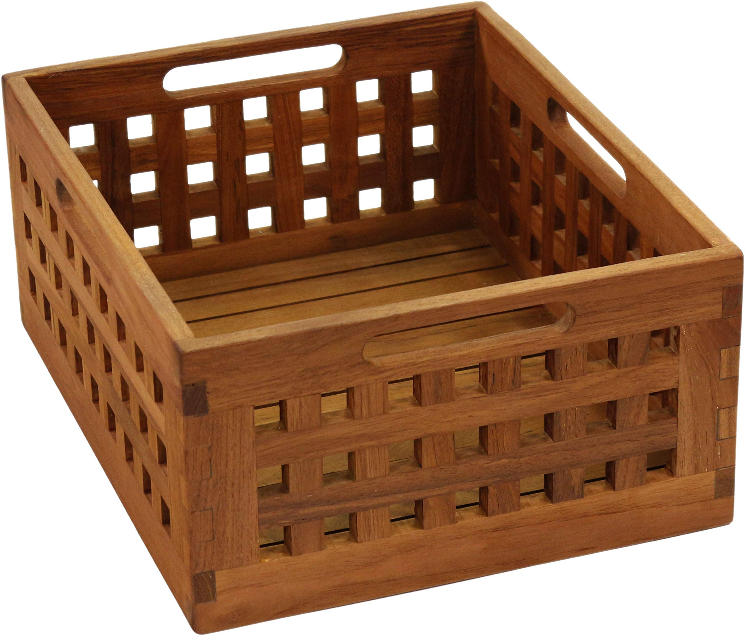 AquaTeak Grate Medium Size Teak Storage Bin