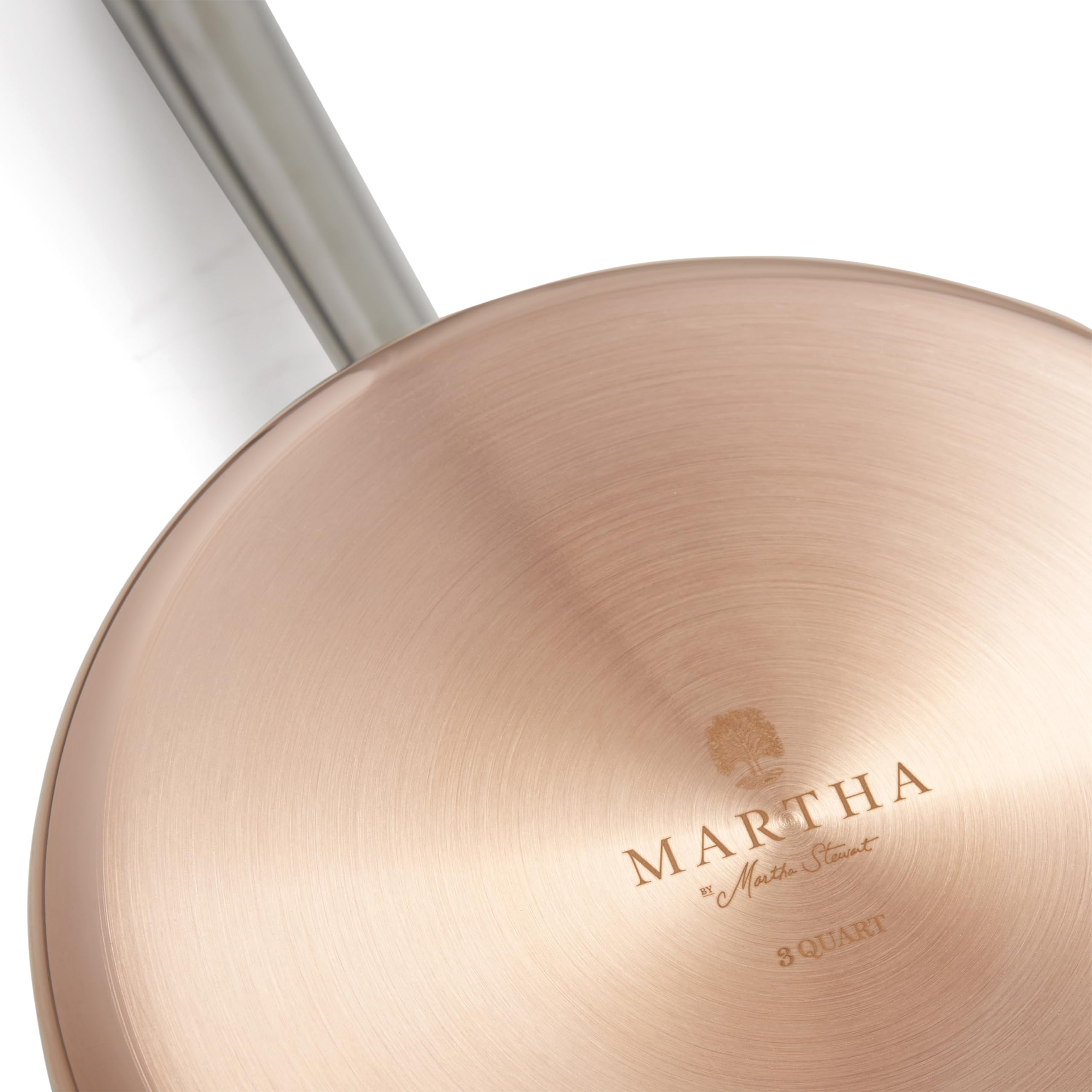 Martha by Martha Stewart 3-Quart Stainless Steel Low Saucepan w/Lid - Copper Exterior/Satin Interior