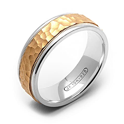 Alain Raphael two-tone sterling silver & 10K yellow gold 7 millimeters wide wedding band
