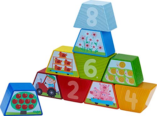 HABA Numbers Farm Counting and Stacking Wooden Blocks (Made in Germany)