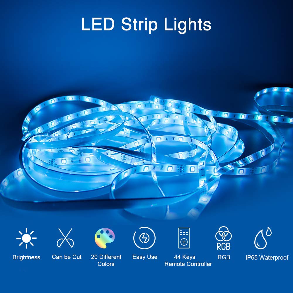 Attuosun Led Lights for Bedroom, Led Light Strip 300Leds SMD5050 RGB Waterproof LED Rope Lights with IR Remote Controller for Home Party Decoration