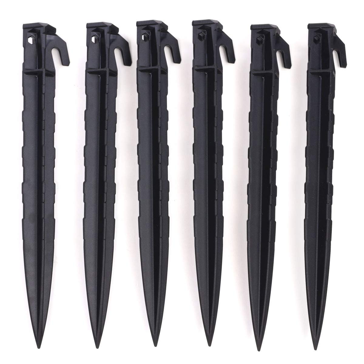 Atwood Rope MFG A9 Scout Tent Stakes 6 Pack - 9 inch Plastic Heavy Duty All Purpose | Essential for Camping, Landscape, and Outdoor Use (Black)