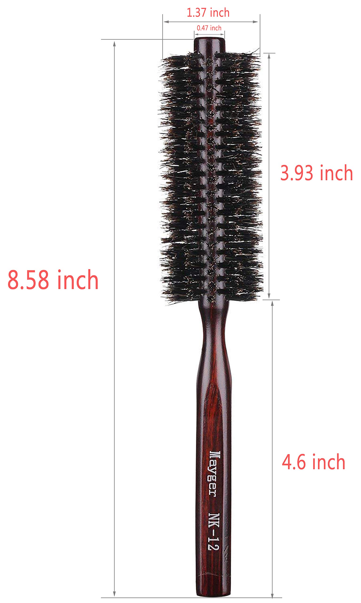 PERFEHAIR Soft Boar Bristle Round Brush for Fine, Thin Hair or Beards - 1.3 inch for Drying, Styling, Curling, Adding Volume